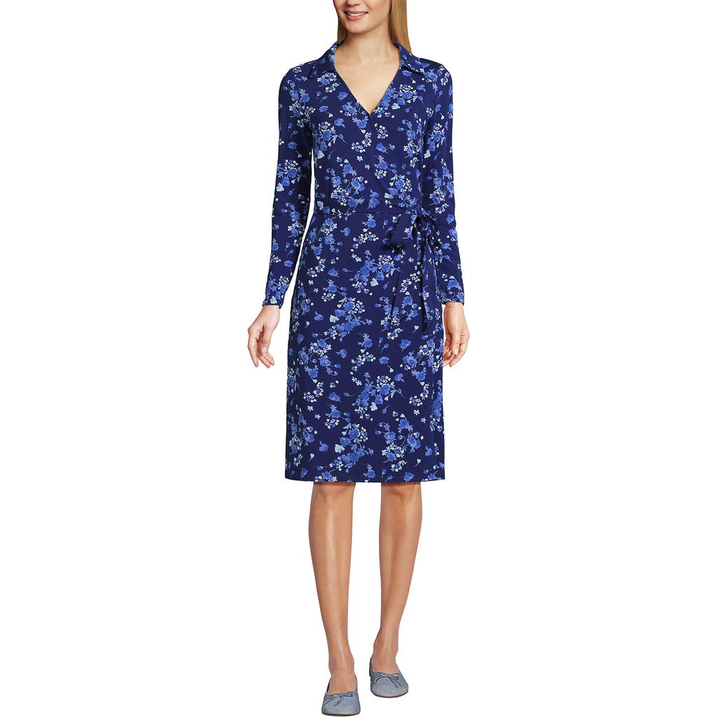 LANDS' END Cotton Modal Collared Wrap Dress
